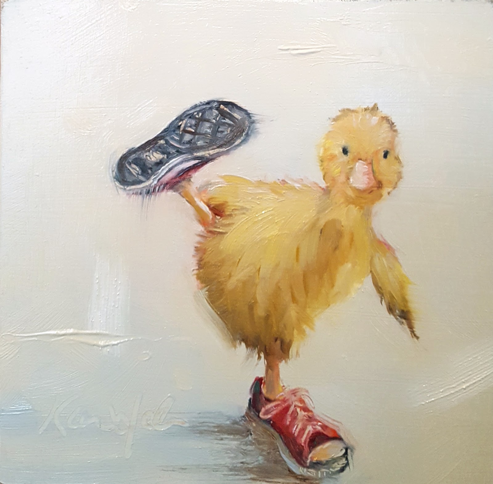 Karen Weber Fine Art: Day 5 of the 30 in 30 - Red Chuck Kicking Duck