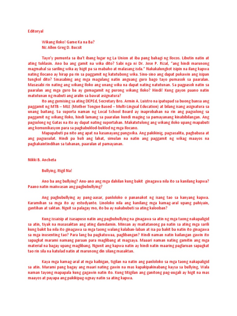 ano ang editoryal - philippin news collections