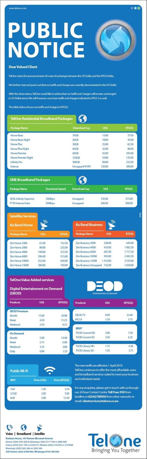 TELONE HIKES BROADBAND PRICES | Mafaro
