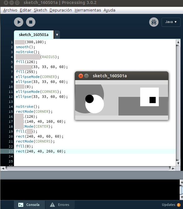 Processing en Secundaria: Actividad 8 (elipses y rectángulos)
