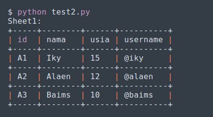 Python - Membaca Dokumen Excel dengan pyexcel