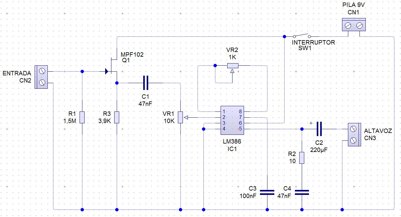 MARGTECNOLOGIA: Nueva versión del amplificador para guitarra con LM386.