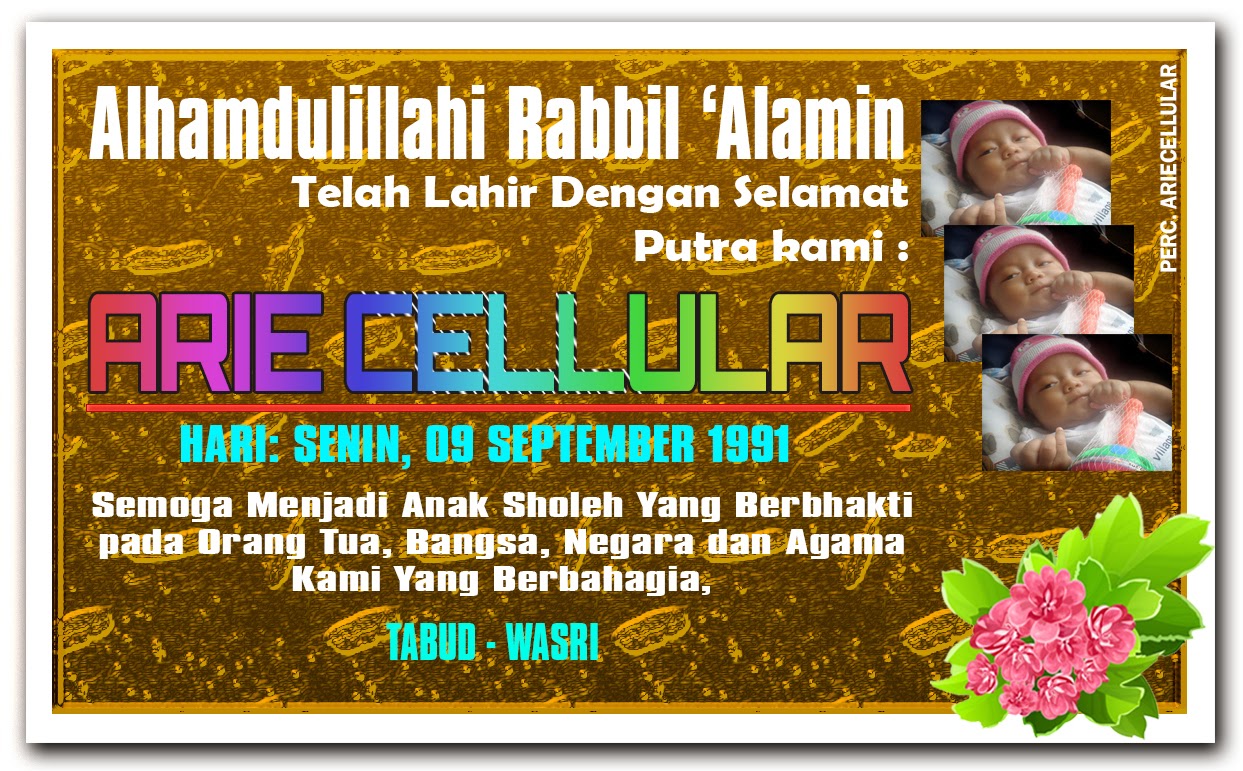 Contoh Desain Kartu Nama Puputan Versi 10.01 - ARIE CELLULAR