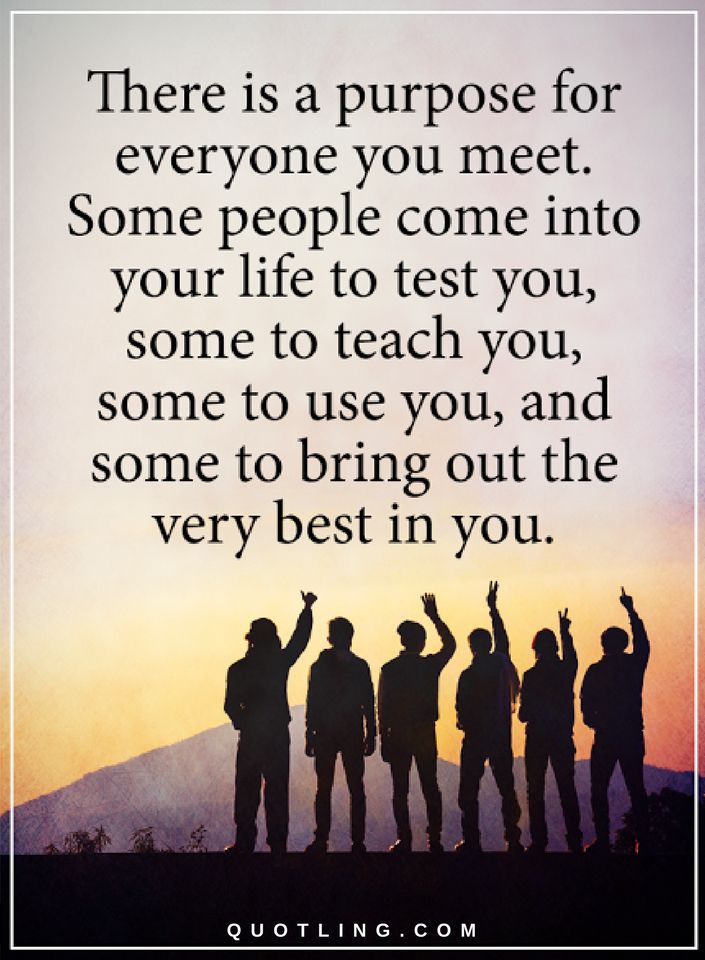 There is a purpose for everyone you meet. Some people come into your ...