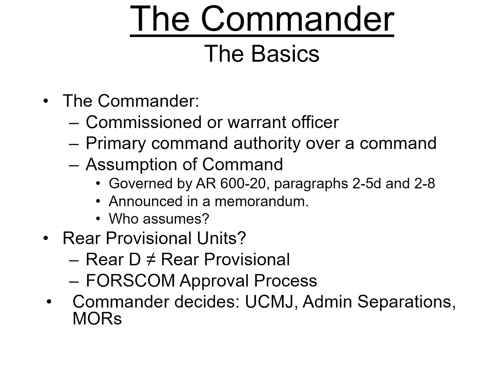 Basic Military Justice For Military Leaders (UCMJ): UCMJ