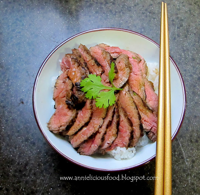 Annielicious Food: Saké Steak and Rice (Using Koshihikari)
