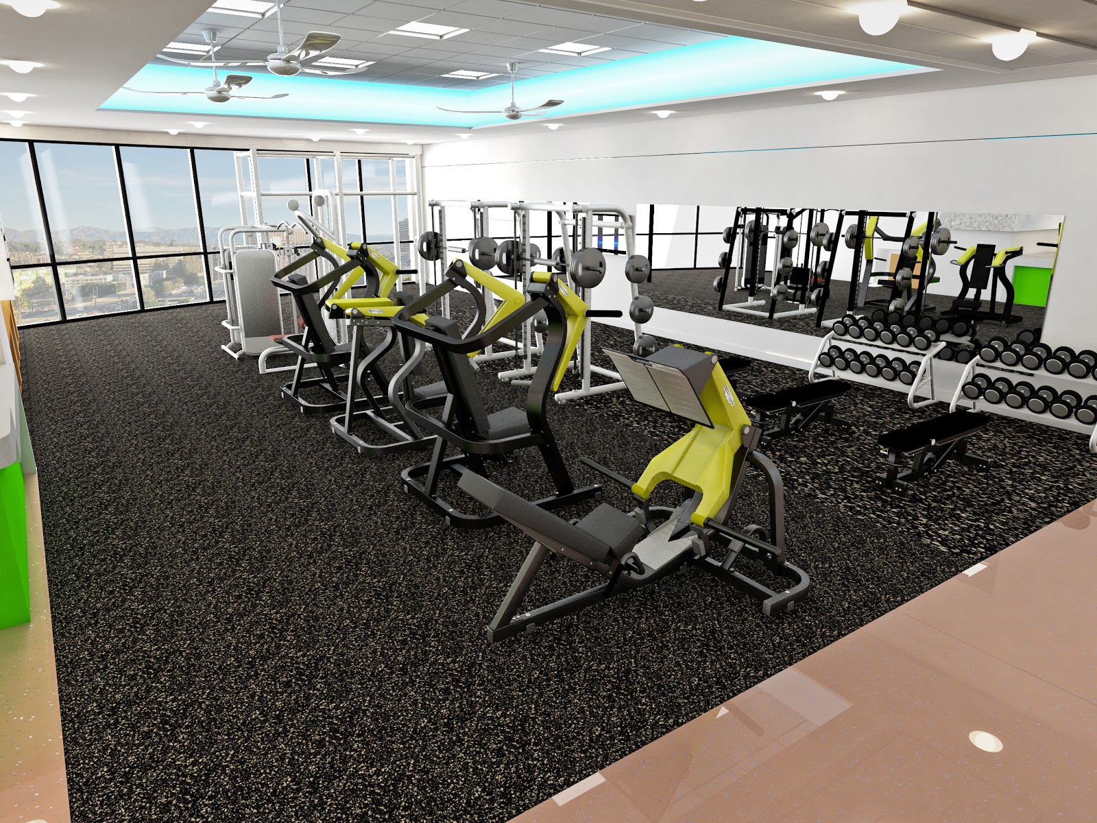 pencil and computer: new fitness gym, renders using vray/maya