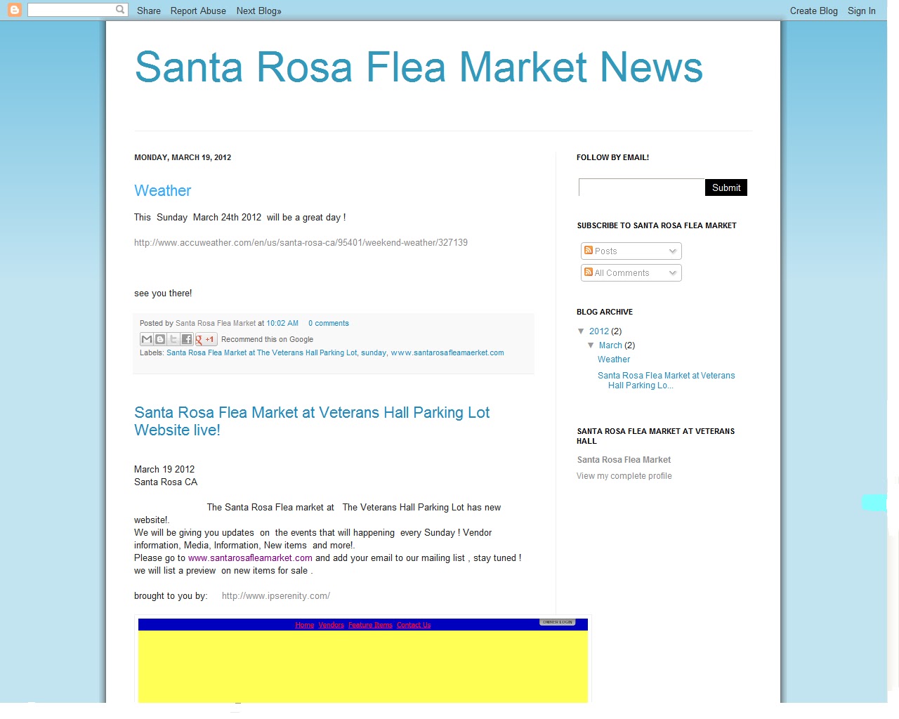 Santa Rosa Flea Market at Veterans Hall Parking Lot News: 2012