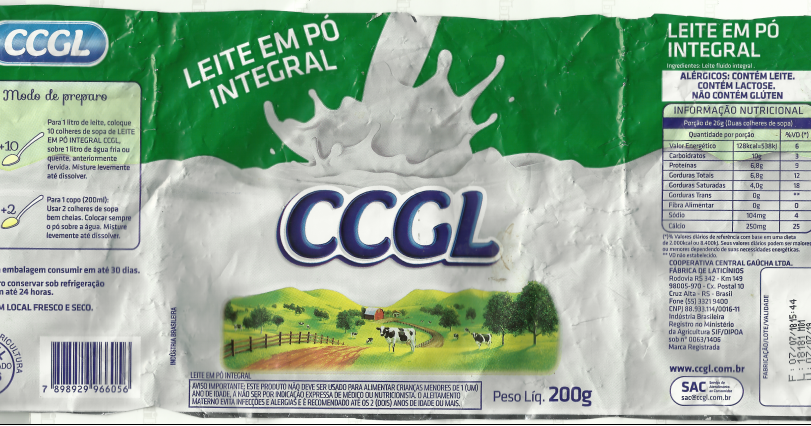 Leite em pó CCGL - 200g
