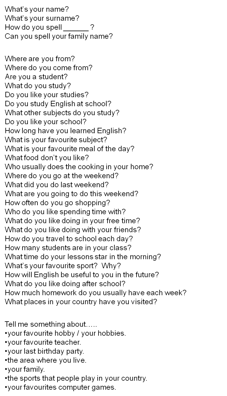 Ready for PET: SPEAKING PART 1