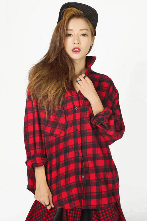 [Stylenanda] Long Sleeved Flannel Shirt | KSTYLICK - Latest Korean ...