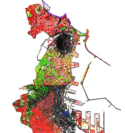 DWG: Plan de la carte d_Alger avec courbes de niveau