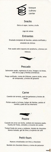 Basque Culinary Center, Donostia. Menú "Paisajes Gastronómicos" 9/10/2 ...