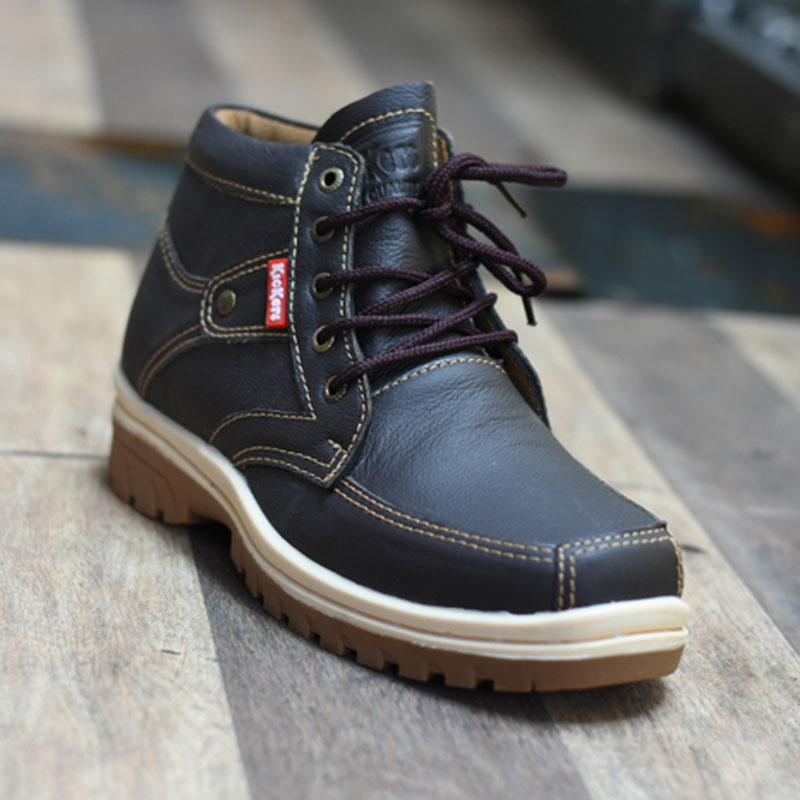 Sepatu Kickers Boot Coklat Tua Kulit Asli [SKB001] | Omsepatu.com