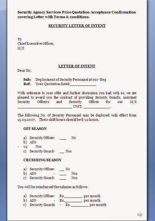 Quotation Acceptance Letter Format