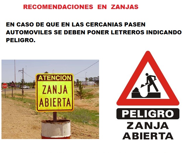 RECOMENDACIONES SEGURIDAD EN ZANJAS