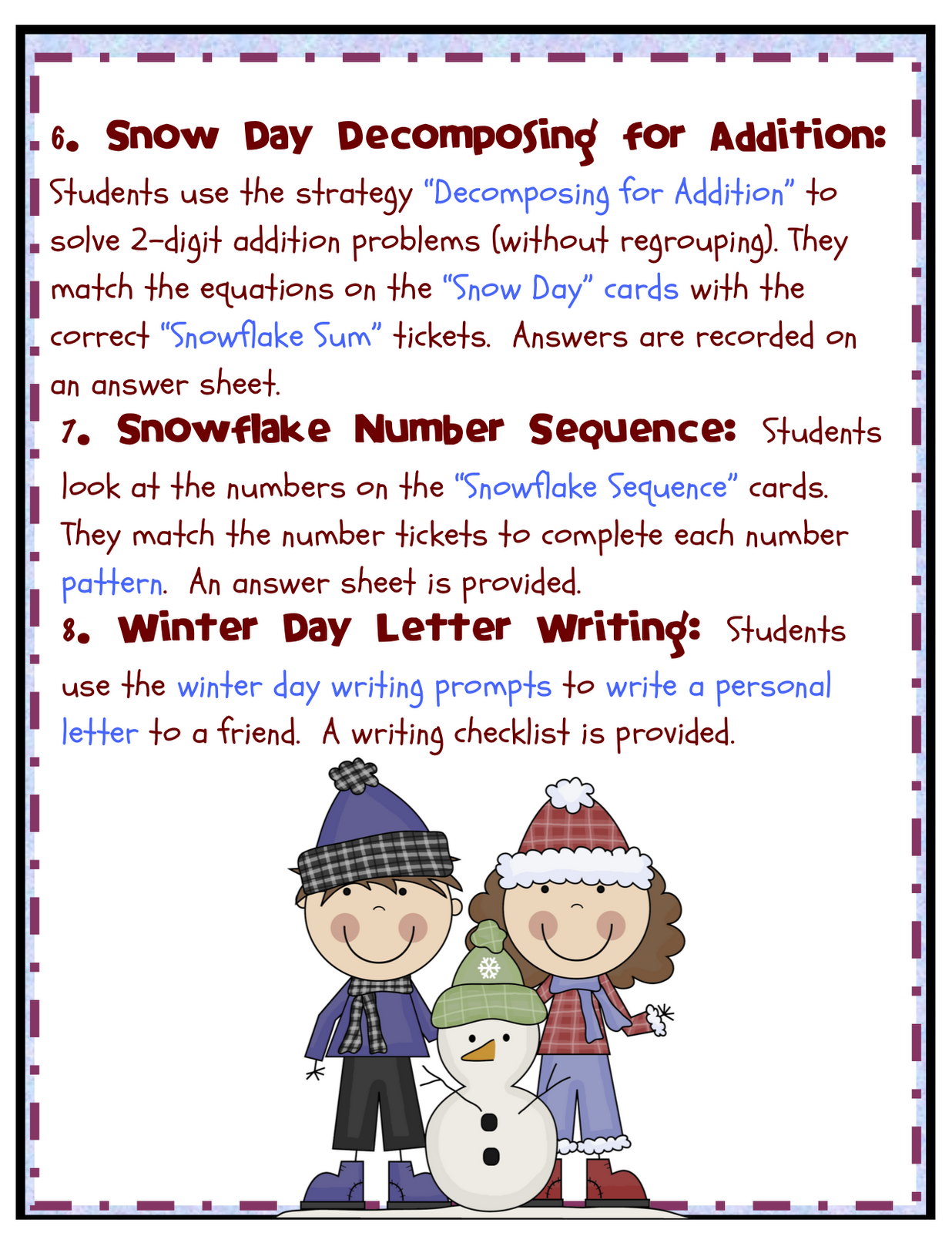 Sassy in Second: Let It Snow...Math and Literacy Centers!