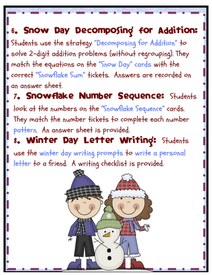 Sassy in Second: Let It Snow...Math and Literacy Centers!