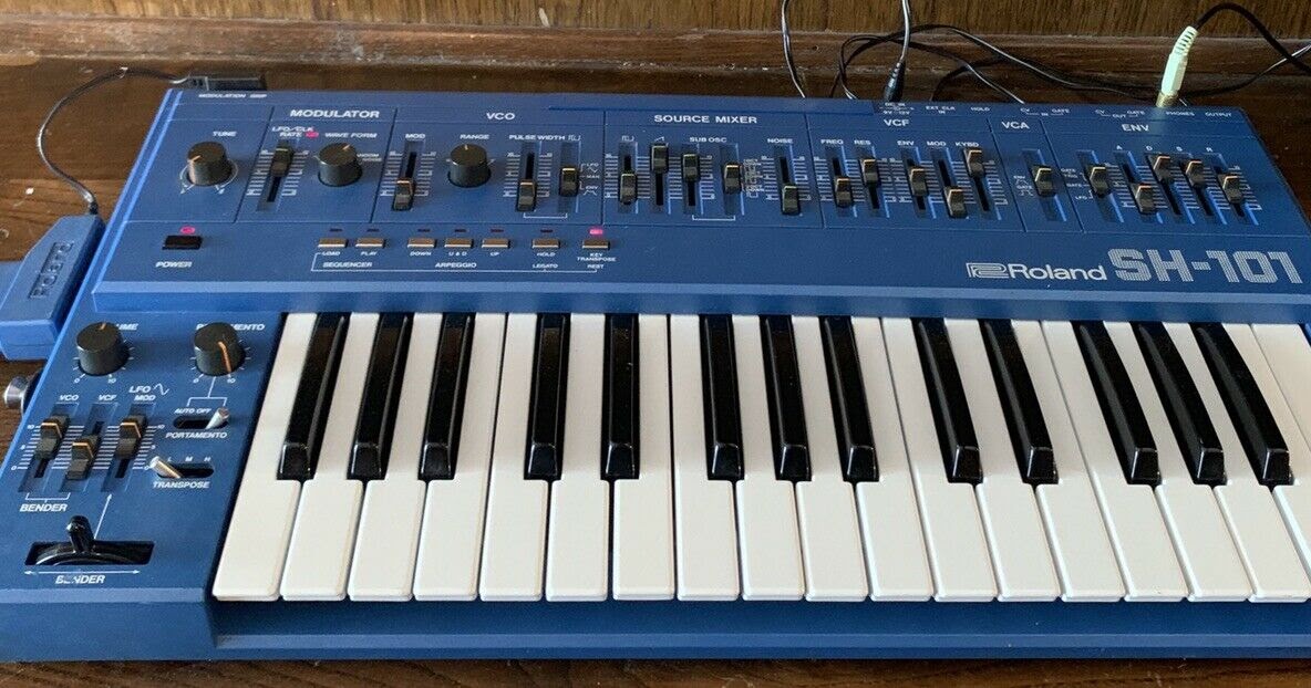 MATRIXSYNTH: Vintage BLUE Roland SH-101 Keyboard Synthesizer w/ grip