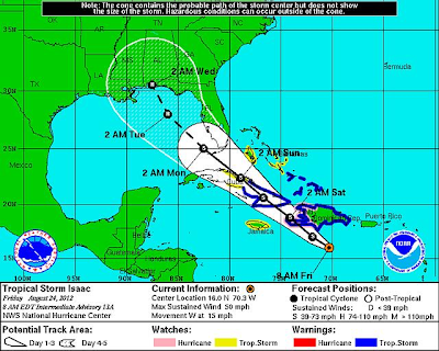 Tropical Storm Issac Has Strengthened Somewhat This Morning.
