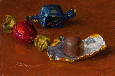 Wang Fine Art: wrapped chocolate candies still life painting small work ...