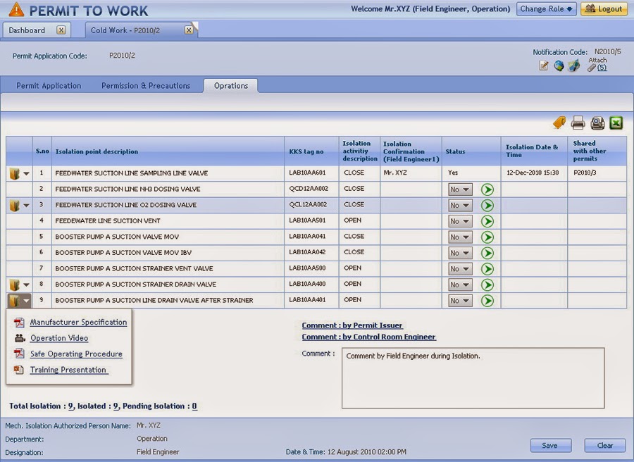 Electronic Permit to Work System: e-PTW Software