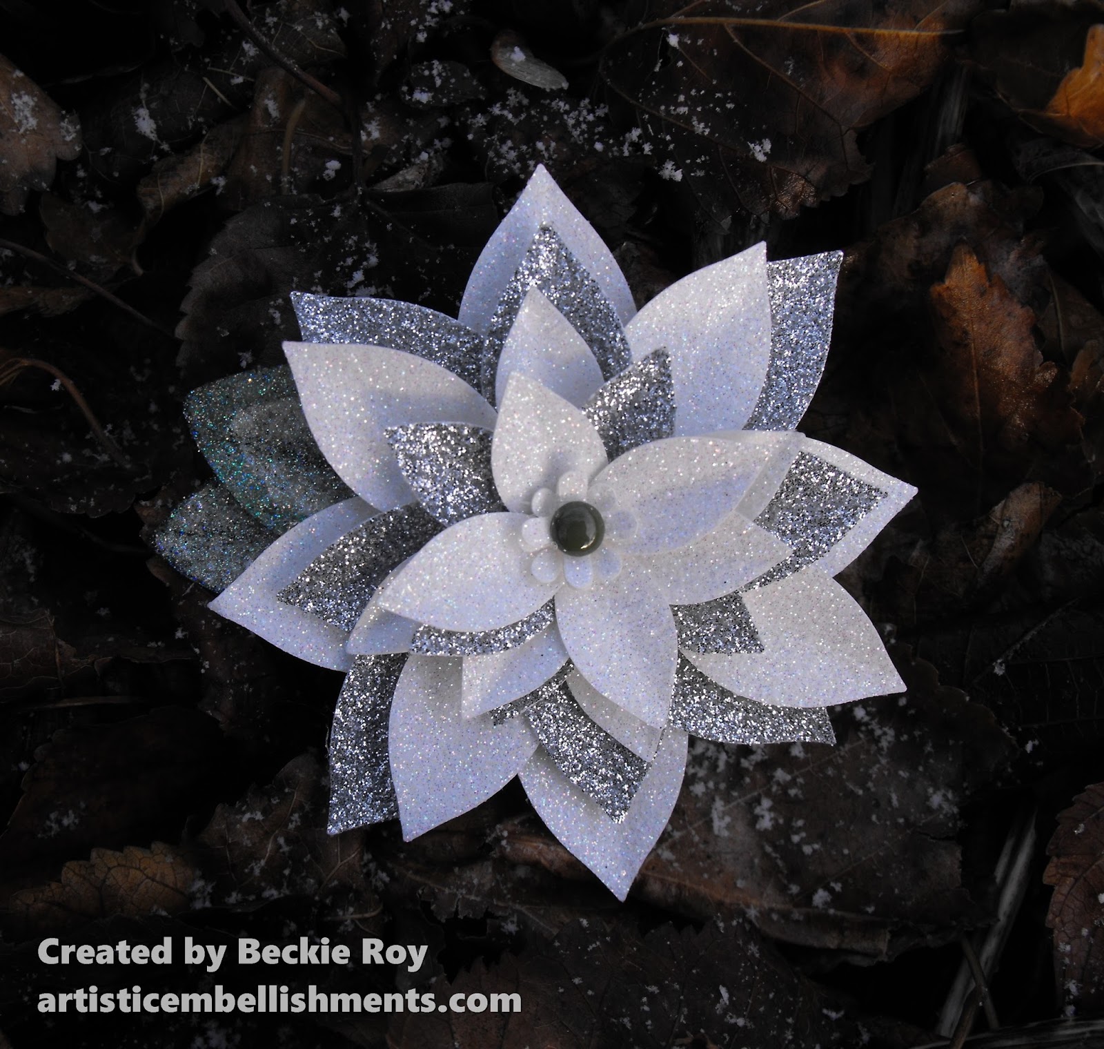 Artistic Embellishments: Festive Flower made of Silver & Diamonds