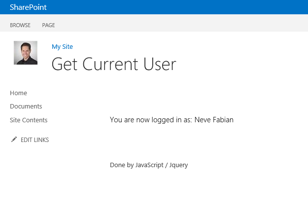 Display current logged in User in a SharePoint Page or Form - Fabian Neve
