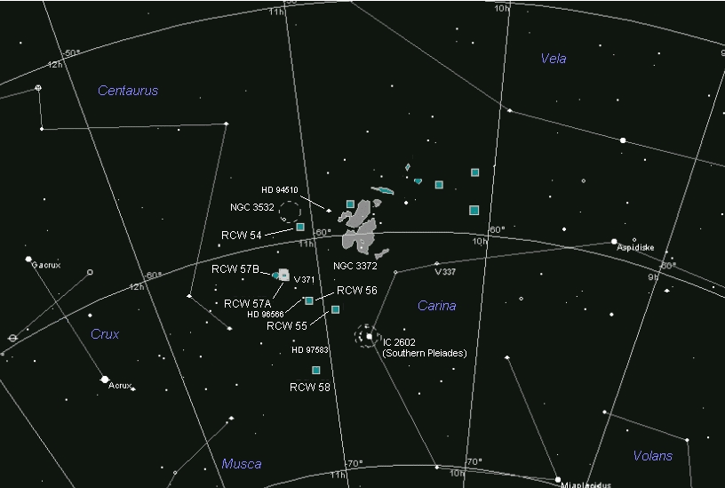 Deep-Sky Artronomy Articles: RCW Nebula in Constellation Carina - Part 3