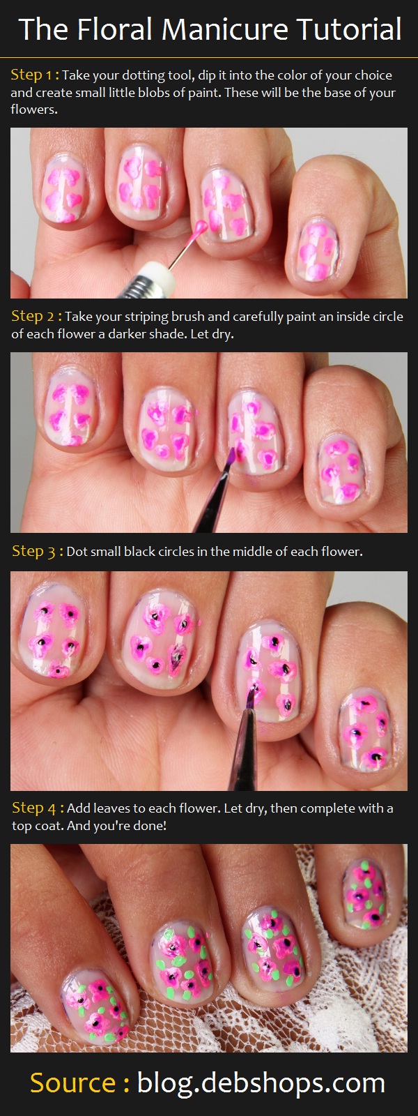 The Floral Manicure Tutorial | Pinterest Tutorials