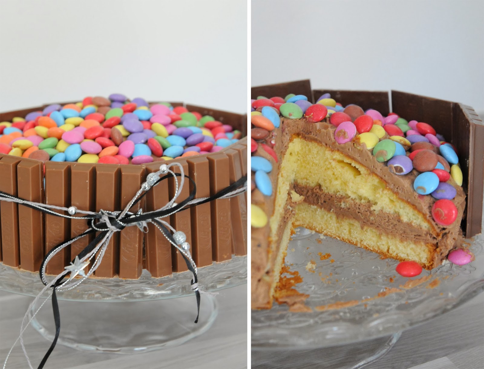 13 desserts, chacun: Gâteau Kit Kat et Smarties pour un anniversaire!!