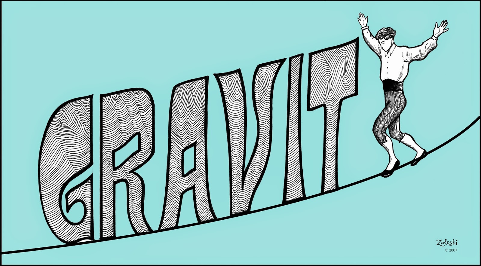 Amy Zaleski Illustration & Lettering: Illustration Friday ~ GRAVITY