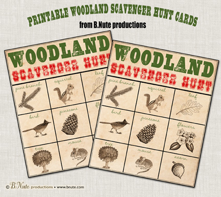 bnute productions: Free Printable Woodland Scavenger Hunt Game