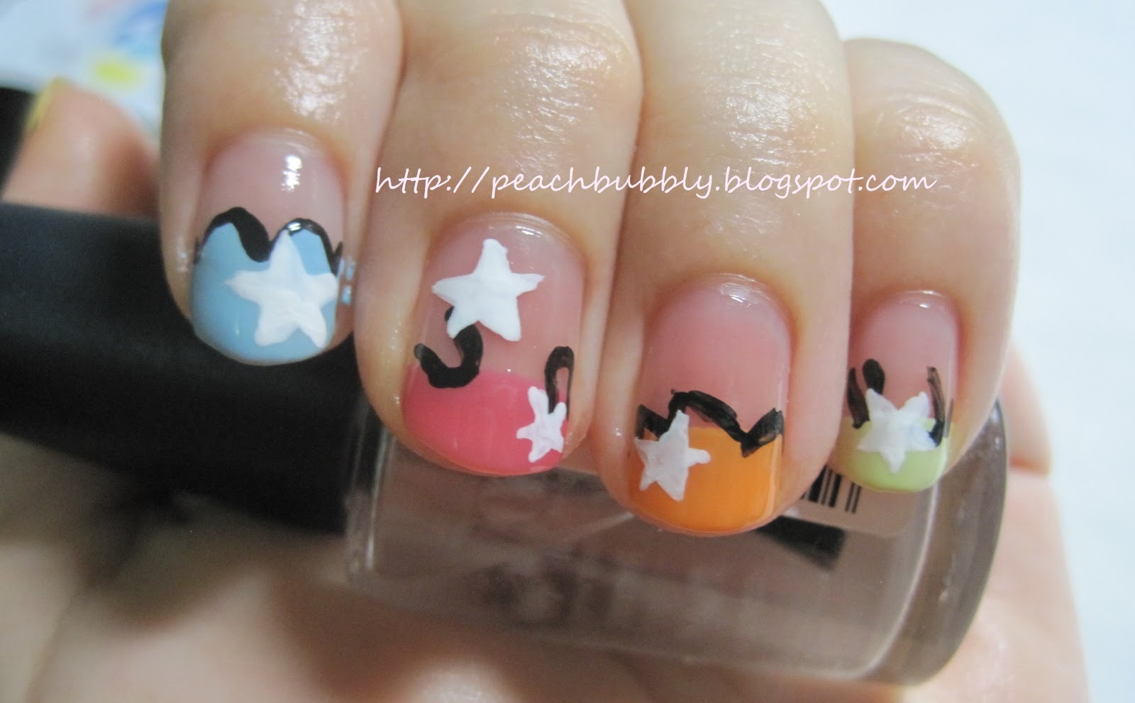 peachbubbly: Kpop Nails: BoA's Starry French Nails
