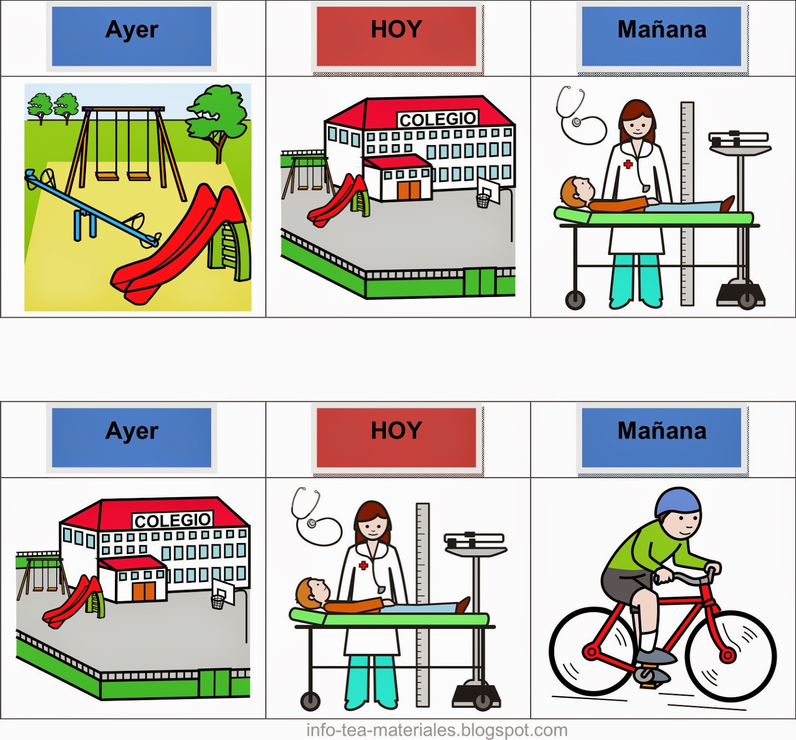 Practicar el concepto de ayer, hoy y mañana - info-tea-materiales