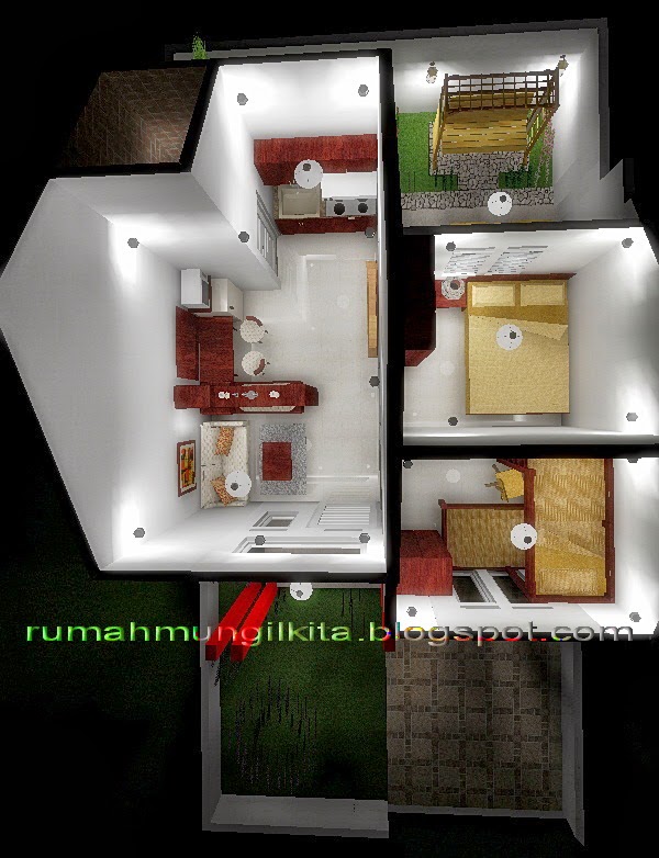 Desain Rumah Tipe 30 Tanah 72 (1 Lantai, 2 Kamar Tidur, 1 Kamar Mandi ...
