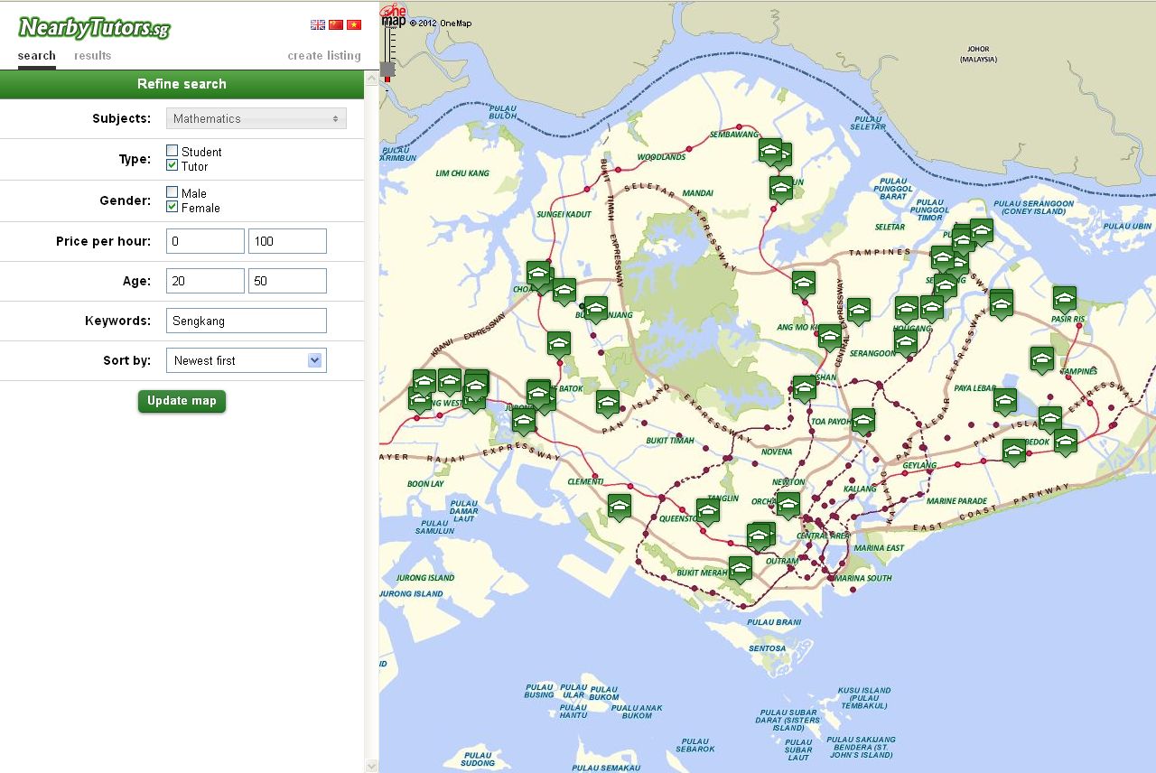 OneMap.sg: OneMap Challenge 2012 Feature App: NearbyTutors.sg