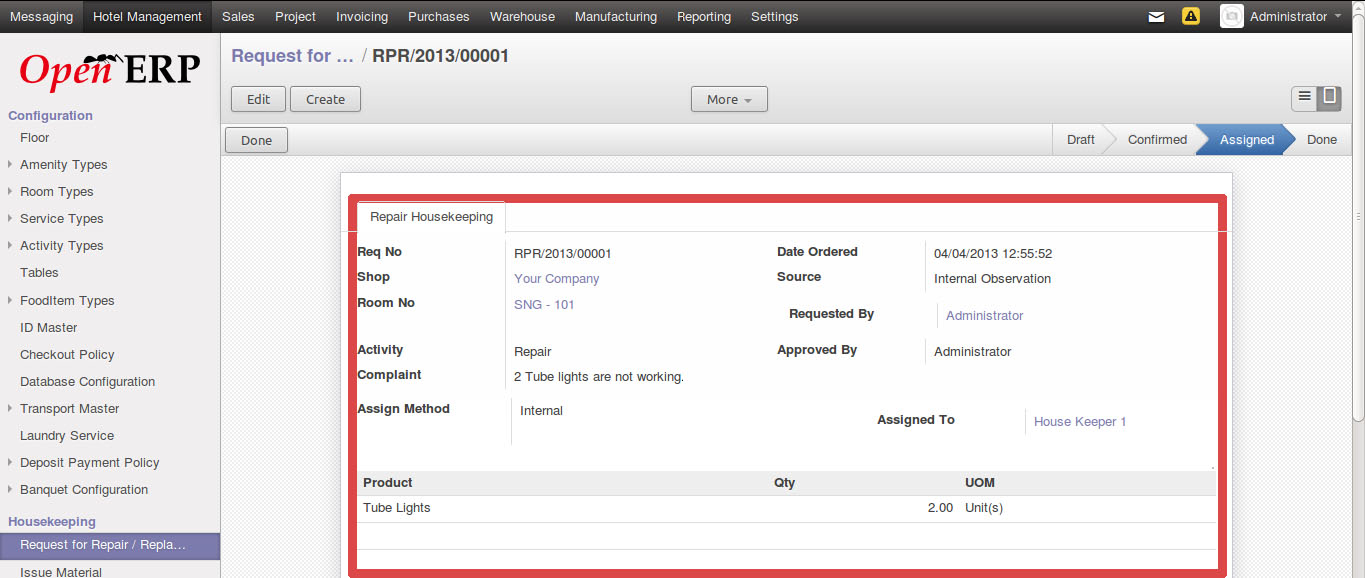Odoo Openerp 7 Hotel Management Pragmatic Techsoft