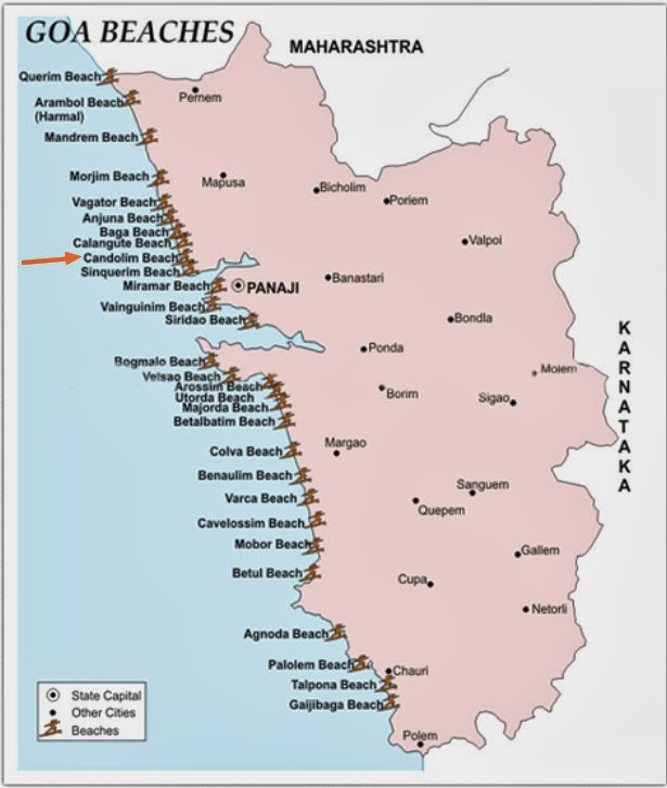 Detail Candolim Beach Goa India Location Map