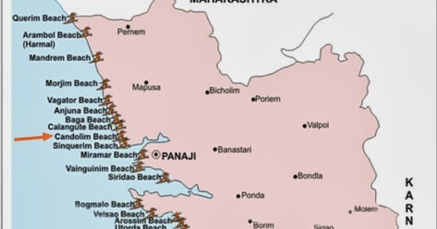 Detail Candolim Beach Goa India Location Map | Goa India Tourist Guide ...
