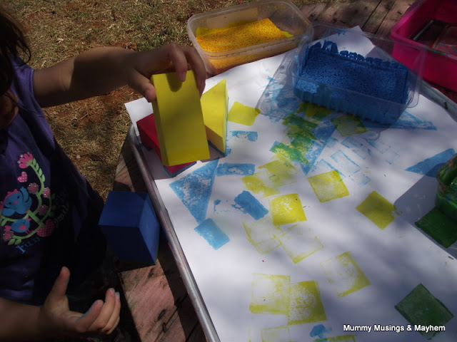 Toddler Foam Block Shape Stamping! - The Empowered Educator