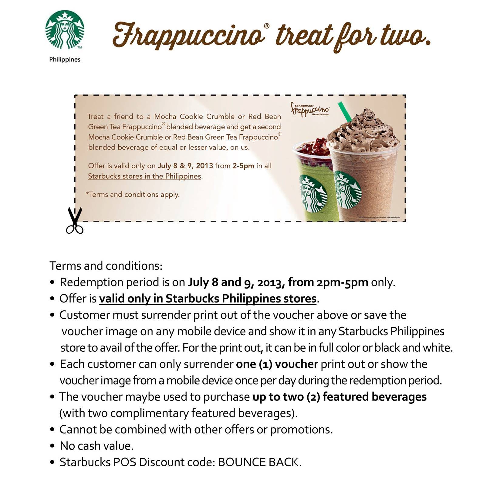 Starbucks' Buy 1 Get 1 Promo for July 2013 | Rockstarmomma