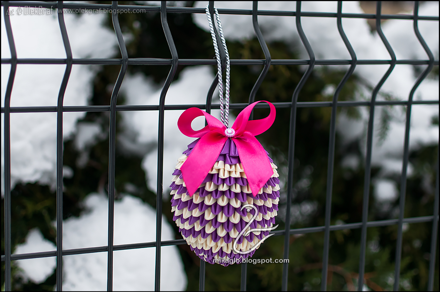 Origami 3d - mikaglo: 512. Bombka z origami / 3d origami violet bauble
