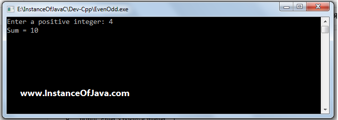 C Program To Find Sum Of N Numbers Using For Loop Instanceofjava