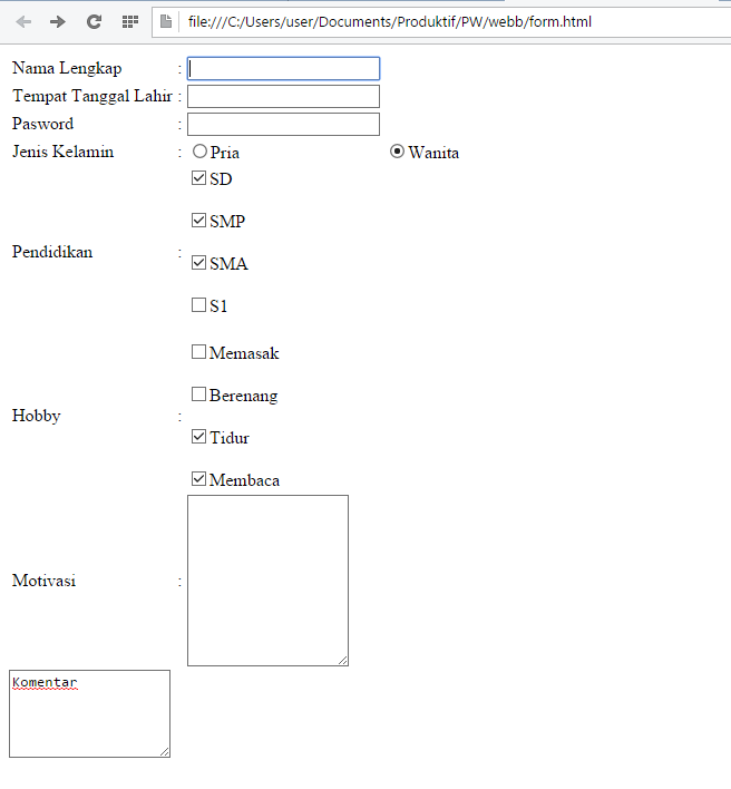 CARA MEMBUAT FORMULIR DI DALAM HTML SANGAT MUDAH - Sebuah Perjalananku