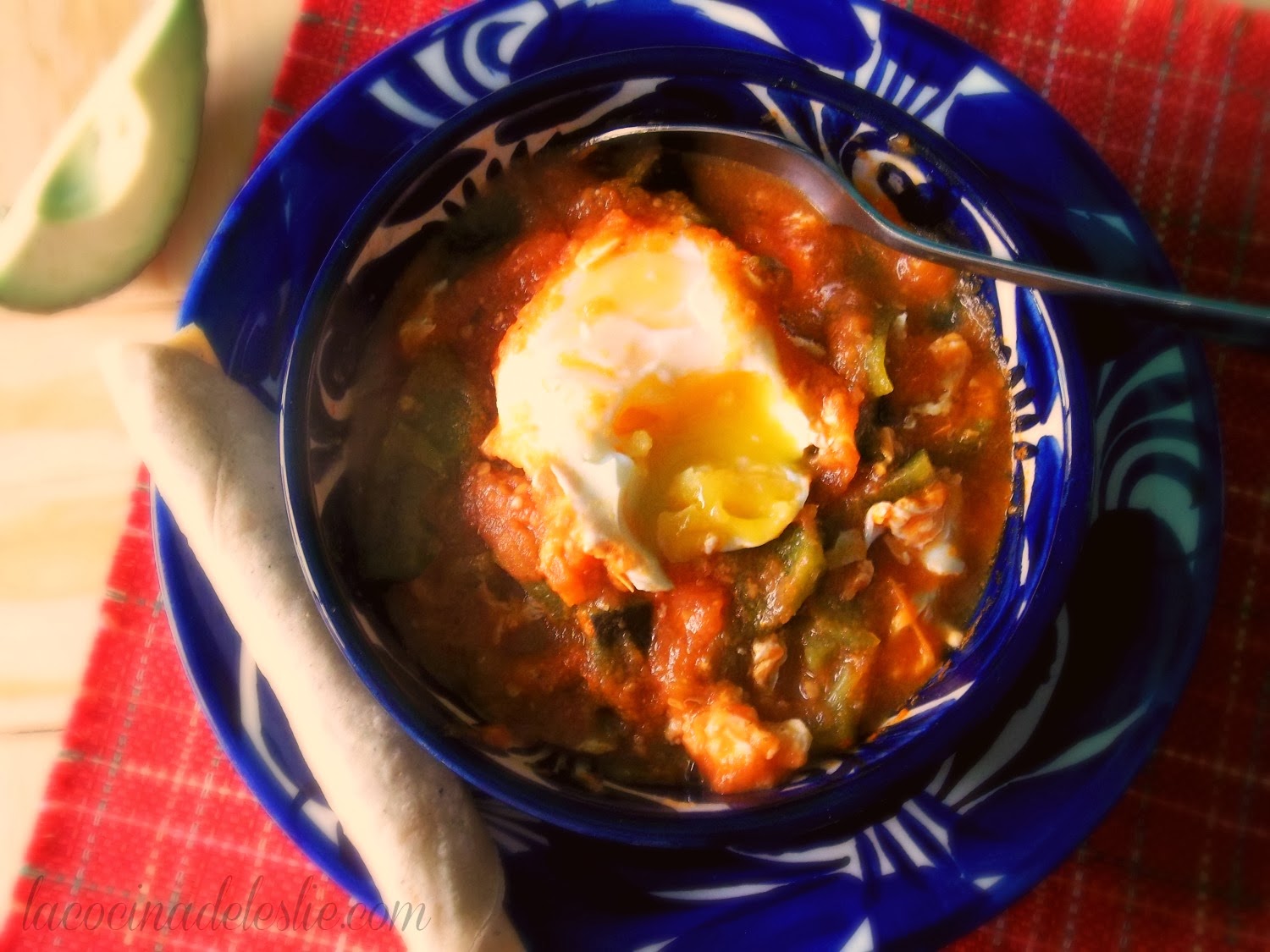 Huevos Ahogados (Eggs in Tomato Salsa w/ Roasted Poblano Strips) # ...