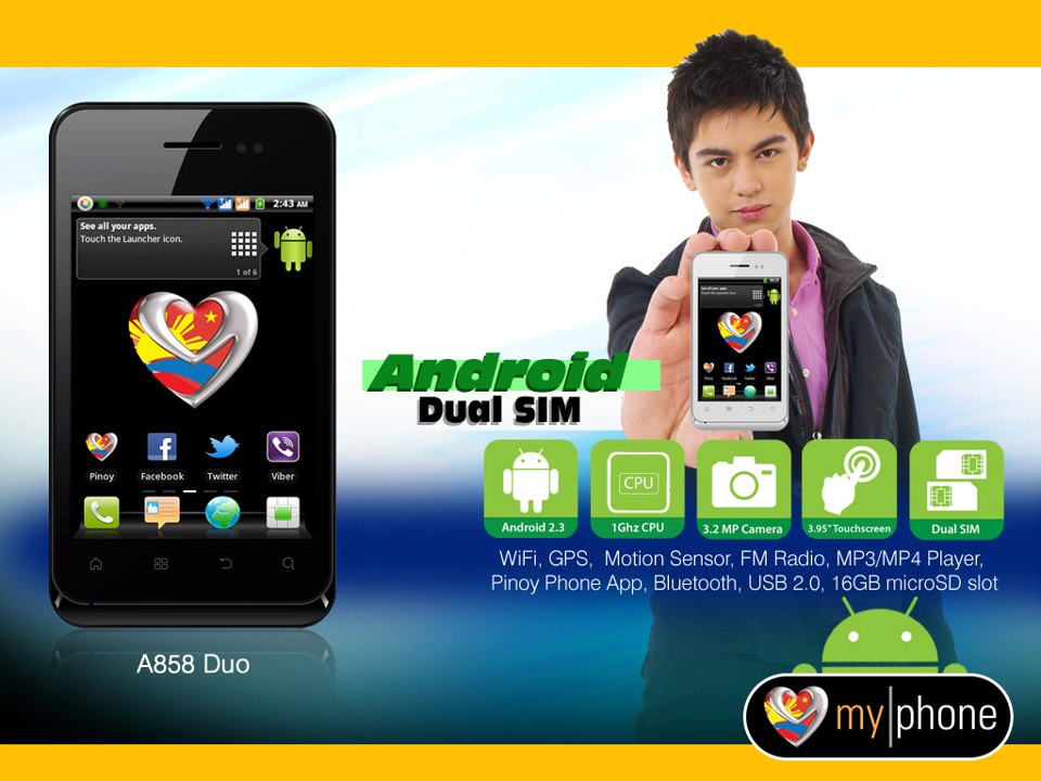 MyPhone's first 1GHz Android Dual-SIM smartphone, the A858 Duo for Php4 ...
