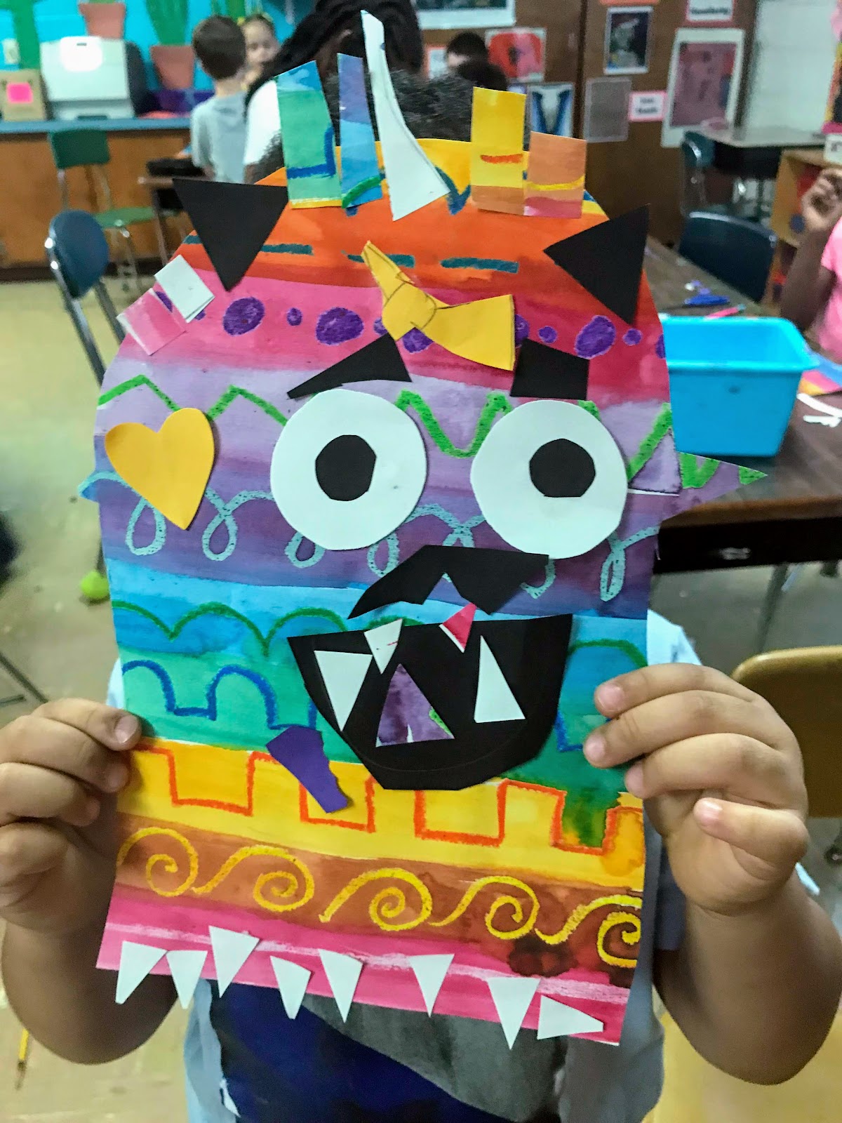 Elements of the Art Room: Kindergarten Line Painting Monsters