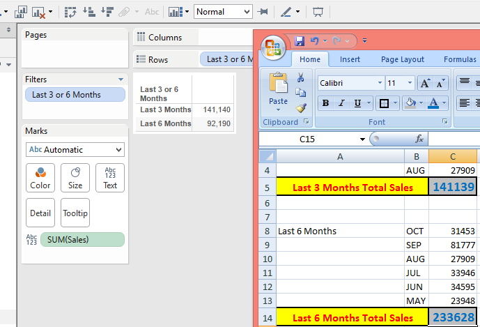Tableau Visualizations: How to show last 3 or 6 Months Sales?