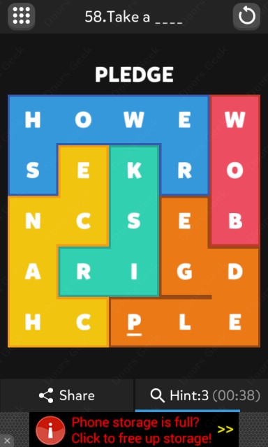 Words Block! - Level 58 (Take a) ~ Doors Geek